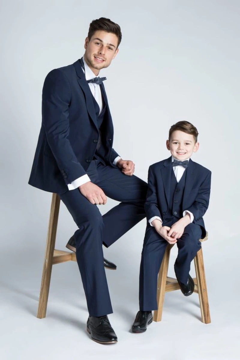 Father Son Duo Suit Navy Blue Three Piece Suit Party Wear Bespoke Suit ...