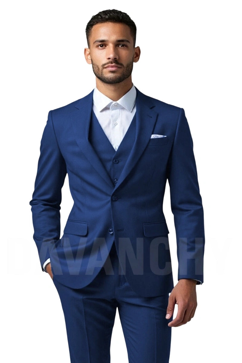 Men’s Royal Blue Three Piece Suit | Classic Formal Business Attire ...